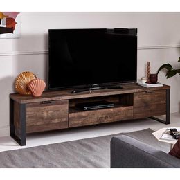 Pharao24.de TV Lowboard TV Board mit Türen und einem offenen Gerätefach