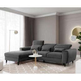 Pharao24.de Sofaecke Couch aus Velours mit Armlehnen