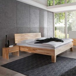 Pharao24.de Bett aus Kernbuche massiv natur geölt (dreiteilig)