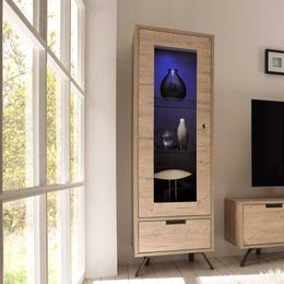 Pharao24.de Wohnzimmer Vitrine in Eiche Retro Look