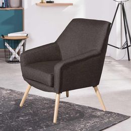 Pharao24.de Retro Look Polstersessel in Braun und Buchefarben 41 cm Sitzhöhe