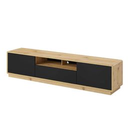 Pharao24.de TV Lowbord in Wildeichefarben und Schwarz Push to open Funktion