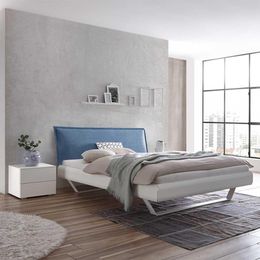 Pharao24.de Futonbett in Weiß Polsterkopfteil in Blau (dreiteilig)