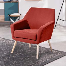 Pharao24.de TV Sessel in Terracotta und Buchefarben Retrostil