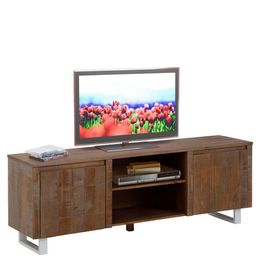 Pharao24.de Modernes TV Lowboard in Kiefer dunkel gebürstet und lackiert 160 cm breit