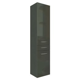 Pharao24.de Bad Hochschrank in Dunkelgrau Hochglanz 180 cm hoch