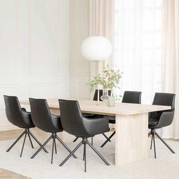 Pharao24.de Komplette Essgruppe in modernem Design Echtleder Stühle (siebenteilig)