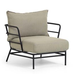 Pharao24.de Sessel für überdachte Terrasse Beige und Schwarz (2er Set)