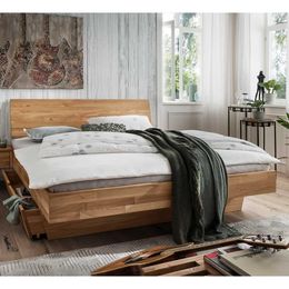 Pharao24.de Doppelbett Wildeiche aus massivem Holz Bettkasten