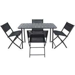 Pharao24.de Gartenmöbel Set Gartentischgruppe Stühle klappbar fünfteilig (fünfteilig)