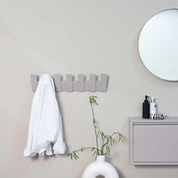 Pharao24.de Metallgarderobe Taupe 64 cm breit - 17 cm hoch 7 Kleiderhaken