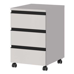Pharao24.de Rollcontainer Schreibtischrollcontainer mit drei Schubladen auf Kunststoffrollen