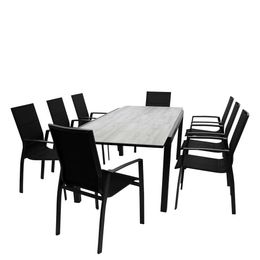 Pharao24.de Gartentischgruppe modern mit acht Sitzplätzen hoher Lehne (neunteilig)