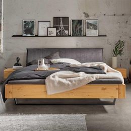 Pharao24.de Doppel Bett Bett mit Kufen Kiefer Laugenfarben und Anthrazit