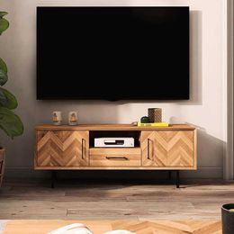 Pharao24.de Fernseher Schrank Wildeiche aus Massivholz Soft Close Funktion