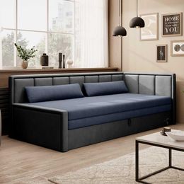 Pharao24.de Doppelschlafsofa Eckschlafsofa aus Velours mit Bettkasten