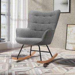 Pharao24.de Moderner Schaukelsessel in Grau Stoff Skandi Design