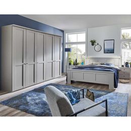 Pharao24.de Hellgraues Schlafzimmer Set im Landhausstil Made in Germany (vierteilig)