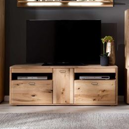 Pharao24.de TV Bank Massivholz in Eiche Bianco 156 cm breit