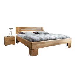 Pharao24.de Doppelbett Set aus Wildeiche Massivholz honigfarben geölt (dreiteilig)