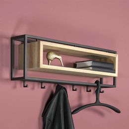 Pharao24.de Hängegarderobe aus Eiche Massivholz & Stahl 19 cm tief