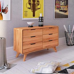 Pharao24.de Schubkasten Kommode aus Kernbuche Massivholz 90 cm breit