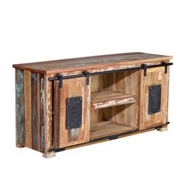 Pharao24.de TV Lowboard Fernsehboard aus Massivholz im Shabby Chic Stil