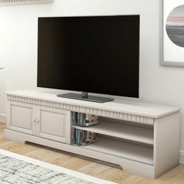 Pharao24.de Fernseh Unterschrank im weißen Landhausstil 162 cm breit