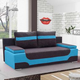 Pharao24.de Schlafcouch Funktionssofa in Blau und Dunkelgrau