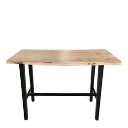 Pharao24.de Baumkanten Tresentisch aus Akazie Massivholz und Stahl 125 cm breit