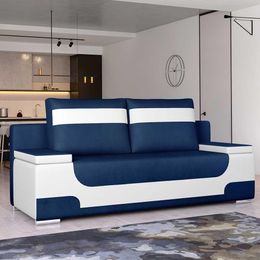 Pharao24.de Sofa Zweisitzer Sofa in Dunkelblau und Weiß