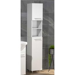 Pharao24.de Weißer Badezimmer Hochschrank mit Drehtüren 170 cm hoch