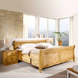 Pharao24.de Komfortbett mit Nachtkommoden aus Kiefer Massivholz Landhaus (dreiteilig)