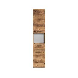 Pharao24.de Badhochschrank Hochschrank in Eiche dunkel und offenem Fach