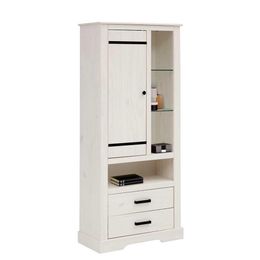 Pharao24.de Kiefernschrank in Weiß und Schwarz Landhaus Design