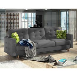 Pharao24.de Schlafsofa Couch in Grau mit Punktsteppungen