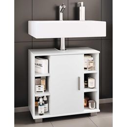 Pharao24.de Waschbeckenunterschrank mit Tür in Weiß 58 cm hoch - 60 cm breit