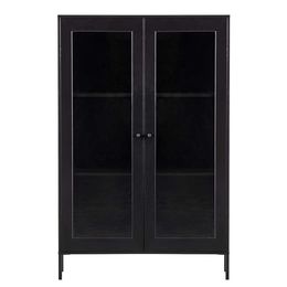 Pharao24.de Schwarze Esszimmer Vitrine 100 cm breit zwei Glastüren