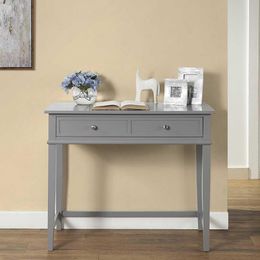 Pharao24.de Home Office Tisch in Grau lackiert einer Schublade