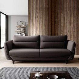 Pharao24.de Sofa Dreisitzer in Dunkelbraun aus meliertem Webstoff
