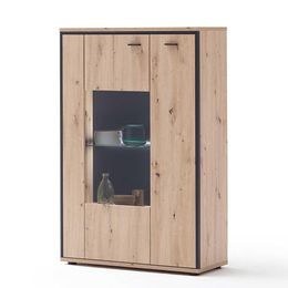 Pharao24.de Vitrinenschrank in Eichefarben und Anthrazit modern