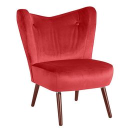 Pharao24.de Made in Germany Sessel in Rot und Nussbaumfarben Retrostil
