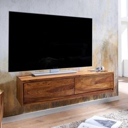 Pharao24.de Modernes Fernsehlowboard aus Sheesham Massivholz Wandmontage