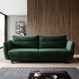 Pharao24.de Sofa Couch in Dunkelgrün 236 cm breit