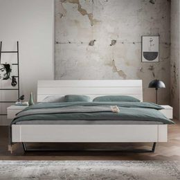 Pharao24.de Holzbett Doppelbett modern in Weiß aus Kiefer Massivholz