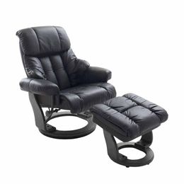 Pharao24.de Relaxsessel aus Leder Schwarz mit Hocker (zweiteilig)