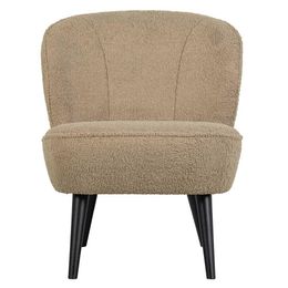 Pharao24.de Cocktailsessel in Beige Plüsch Vierfußgestell aus Holz