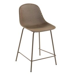 Pharao24.de Designbarstuhl in Beige Kunststoff und Metall (4er Set)