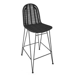 Pharao24.de Tresenhocker in Schwarz Rattan