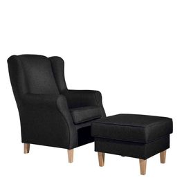 Pharao24.de Wohnzimmer Sessel in Dunkelgrau auch mit Hocker bestellbar
